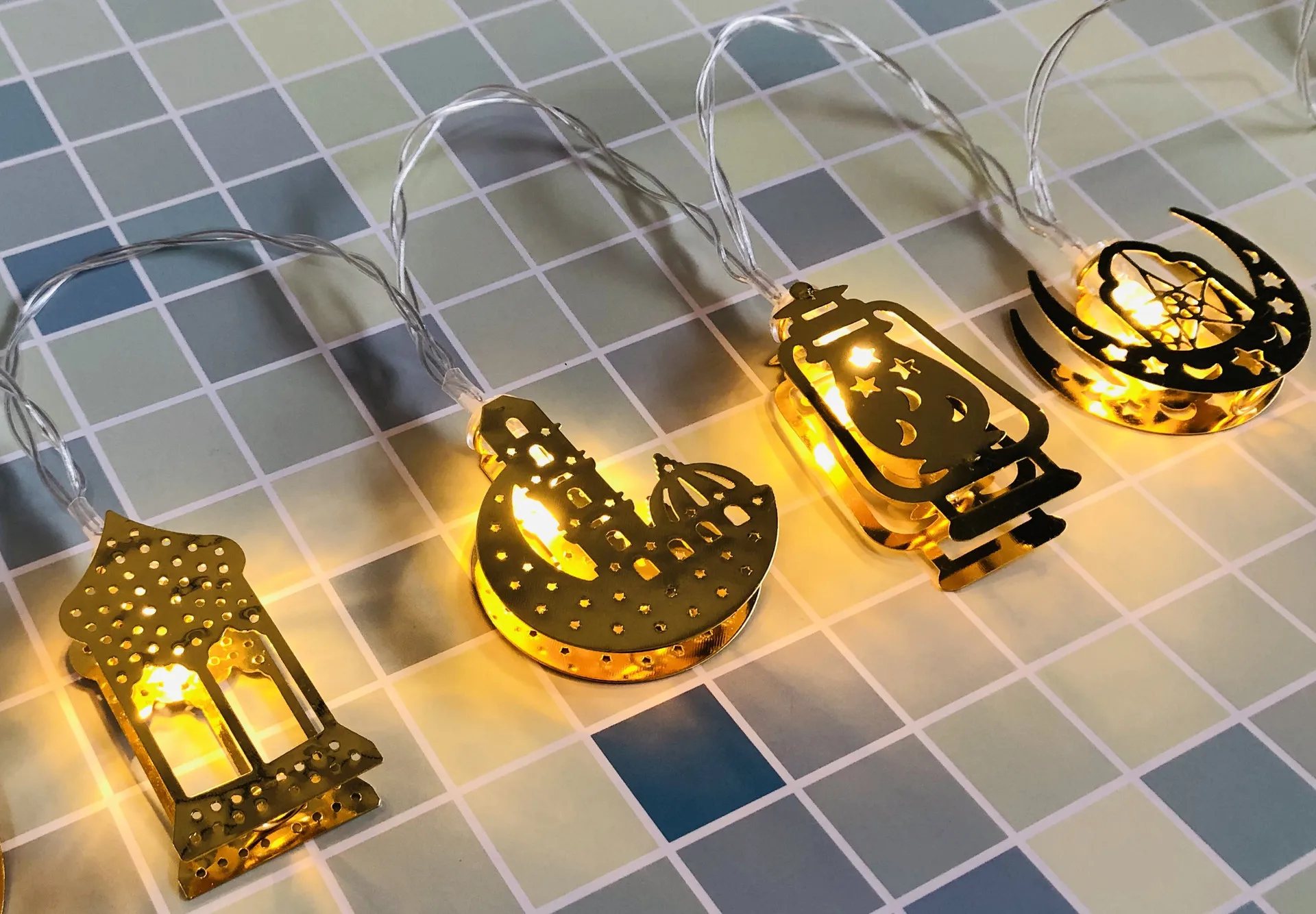 1pc,Eid Al Adha Decorations String Lights,6.56 Feet 10 Leds Eid Moon ...