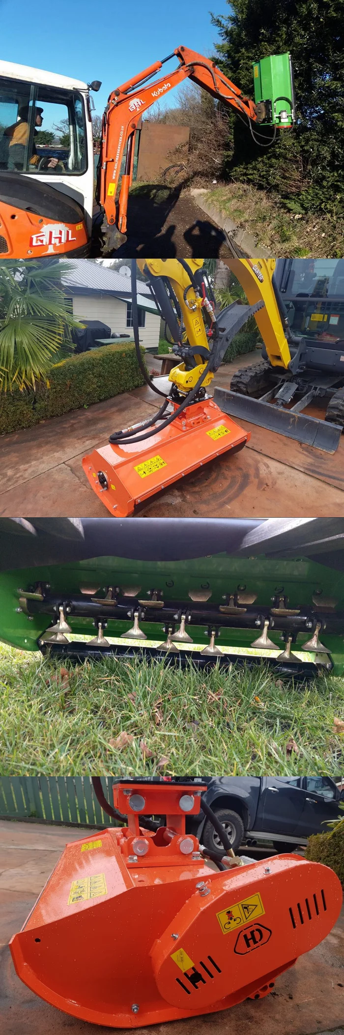 Excavator Flail Mower Hammer Hedge Trimmer Gasoline with Hydraulic Side ...