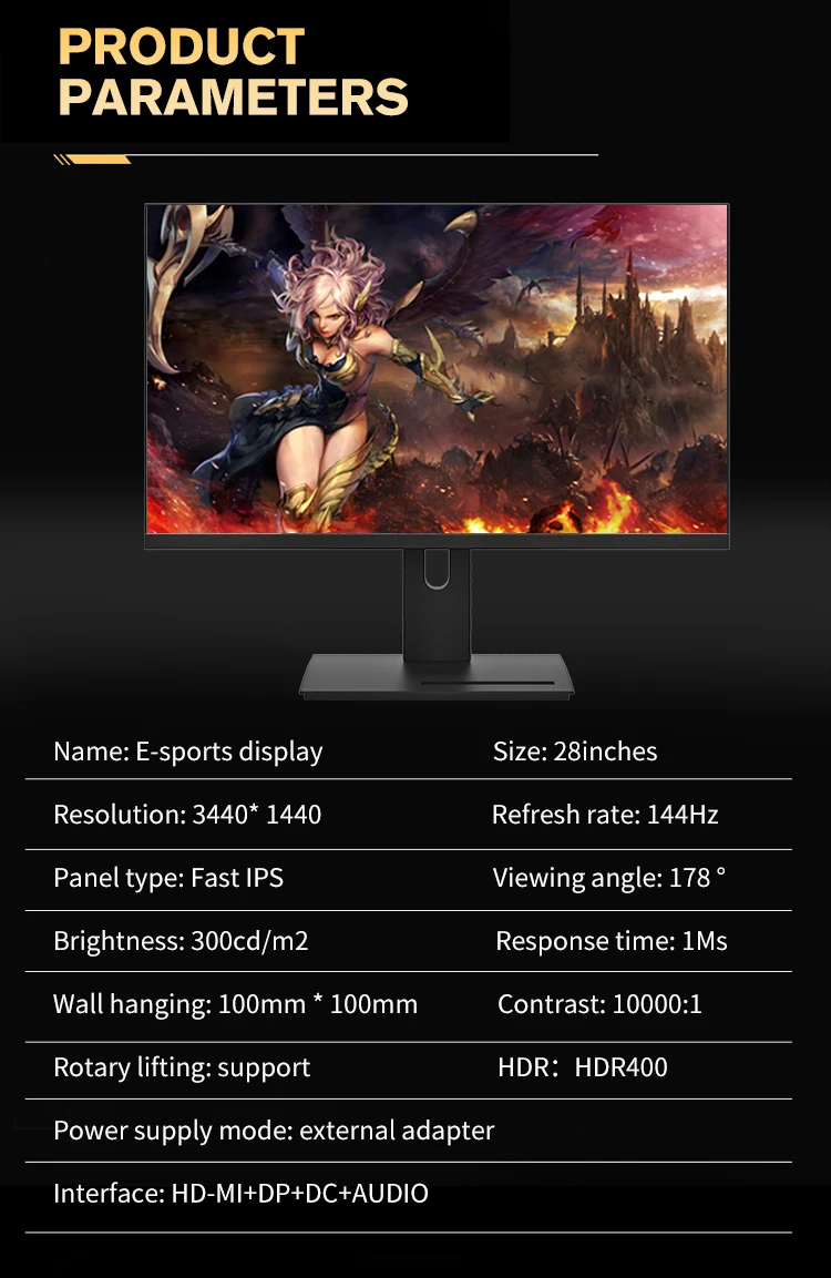 Proview 28 Inch Esports Gaming Monitor 165hz Ihopestar 178 Degree Wide ...