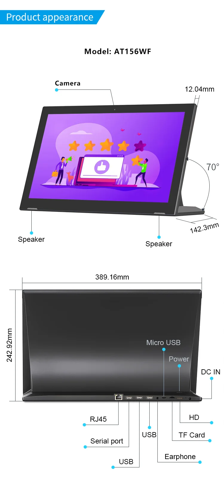 L-Shape Design Multi-Touch Android 8.1/9.0 Tablet PC 13.3 Inch 15.6 ...