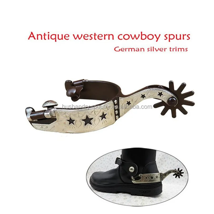 Horse Spurs with Hand Engraved GS Trims - Silver Stainless Steel ...