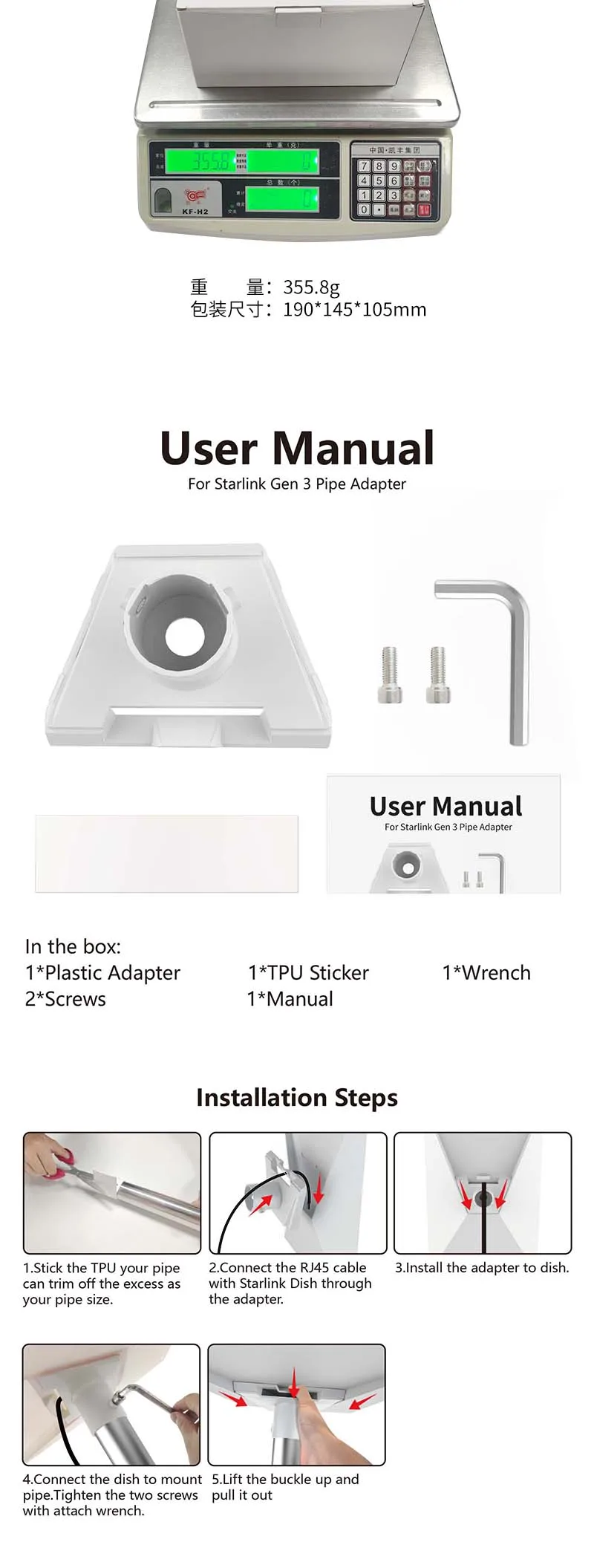 Starlink Gen3 Satellite Plastic Bracket - Durable & Waterproof