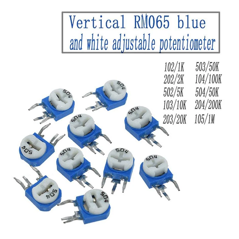 RM065 Carbon Film Horizontal Trimpot Potentiometer Assortment Kit 10 ...