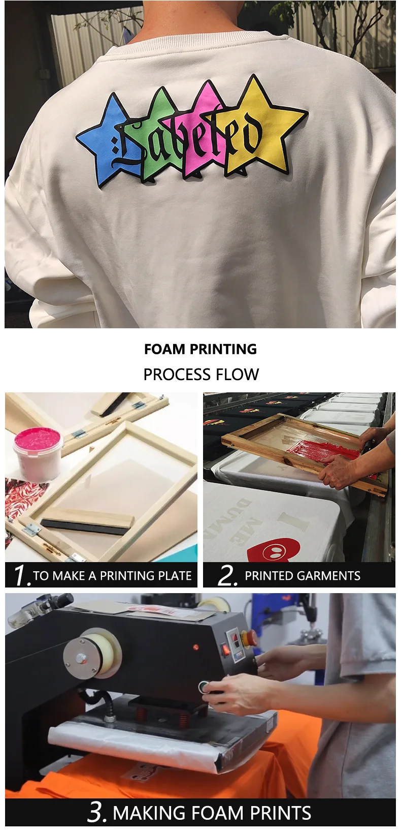 Tee Shirt Custom 3d Puff Foam Printing T Shirts Plain 100% Cotton ...