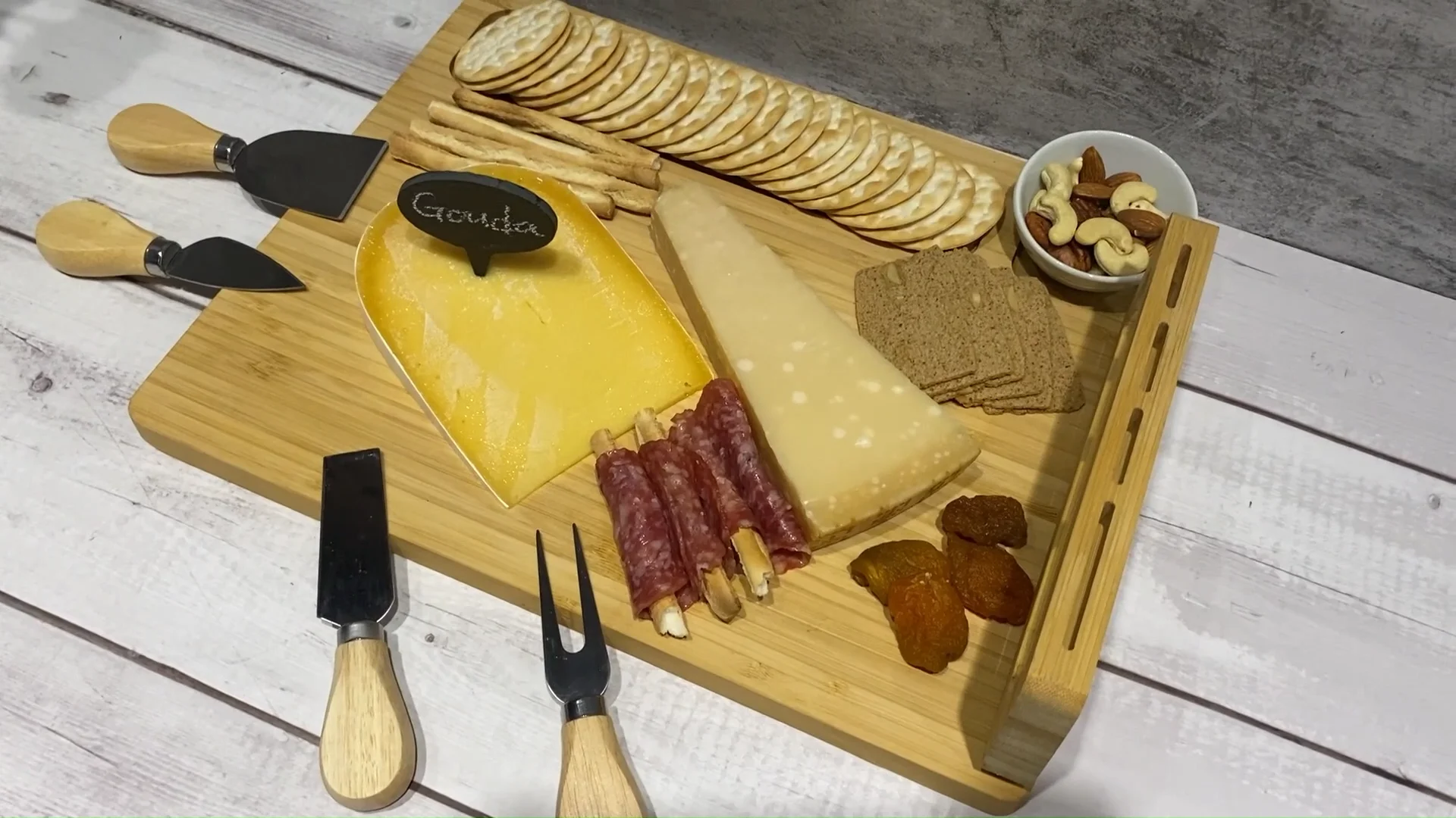 Bamboo Cheese Board Set With 3 Stainless Steel Knife Perfect Choice For ...