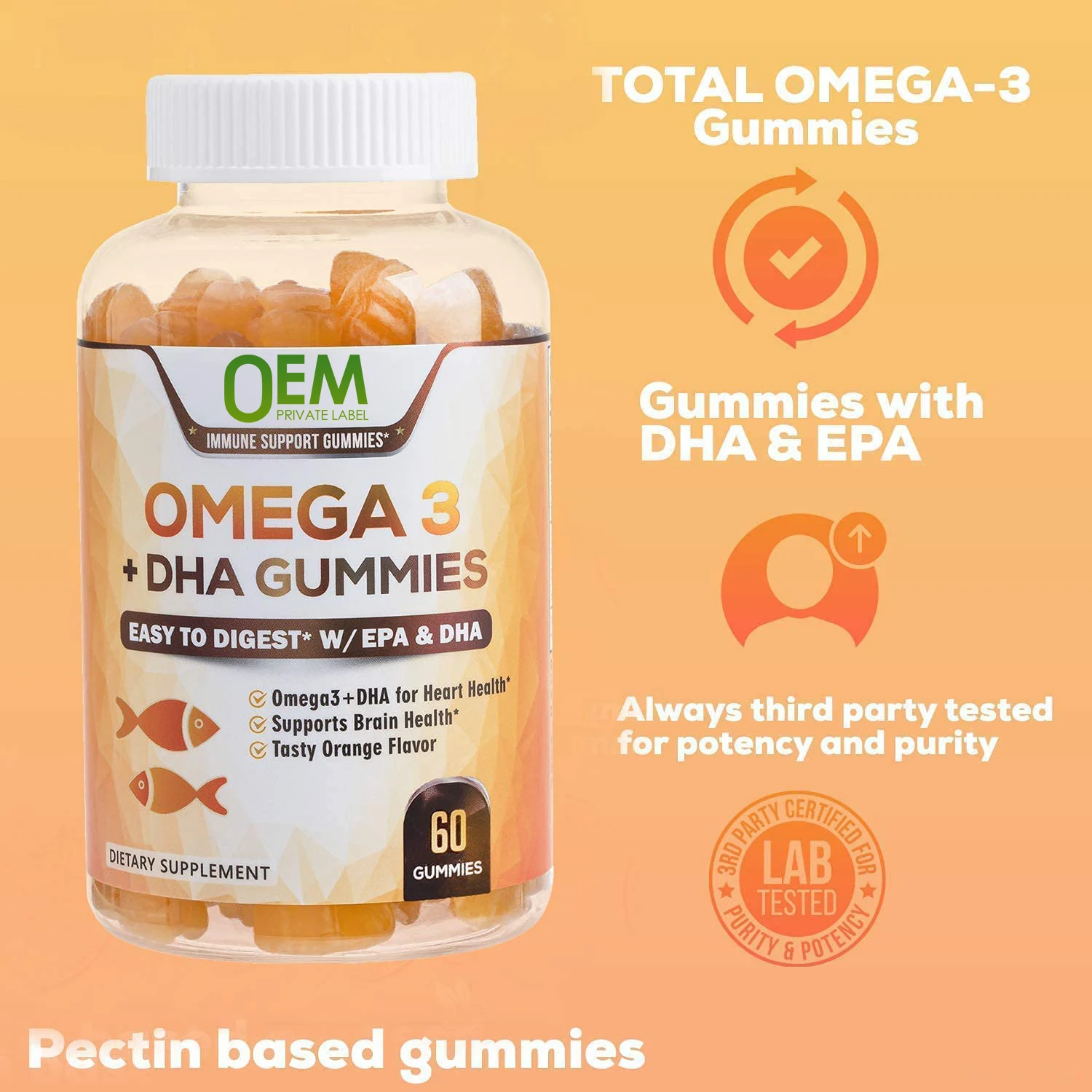Wholesale DHA Algae Oil Gummies Omega 3 Fish Oil Gummies DHA & EPA Kid ...