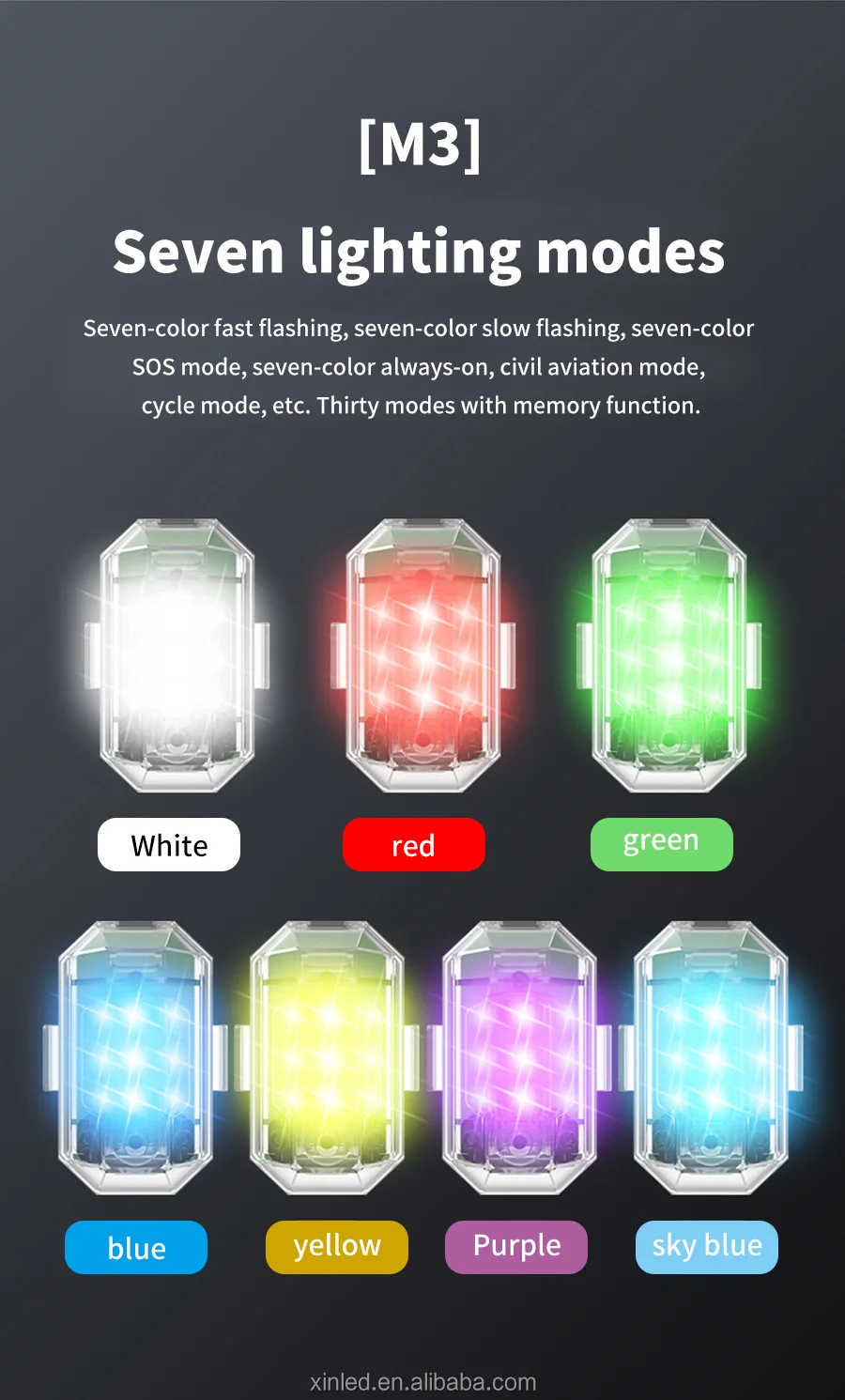 Car Emergency Lights Rechargeable Motorcycle Rgb Flashing Taillight ...