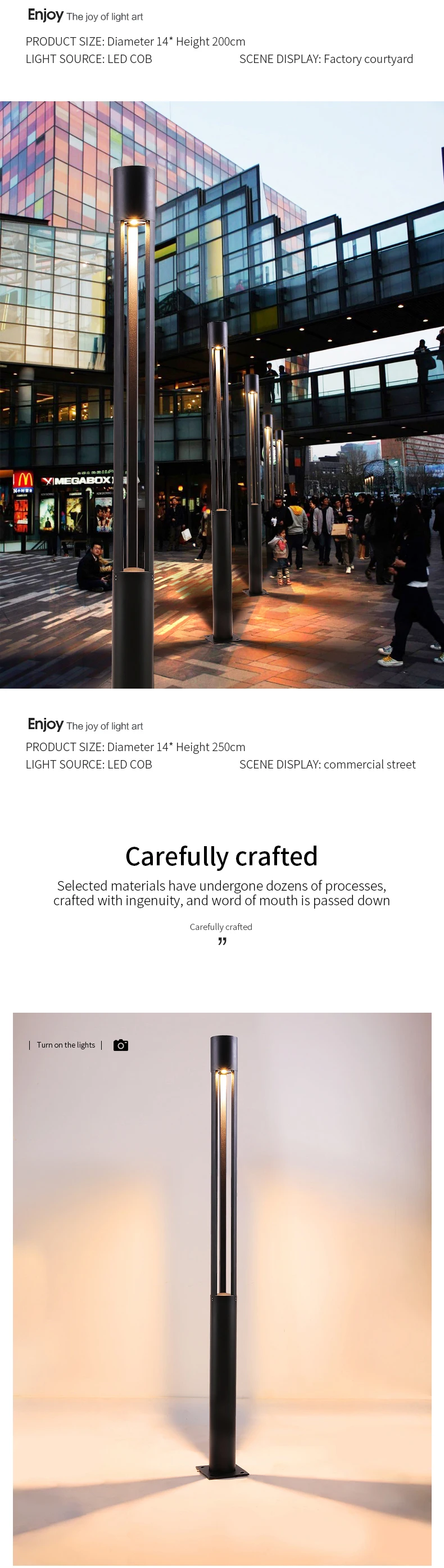 Outdoor LED Pole Lights for Park and Garden - IP65 Waterproof