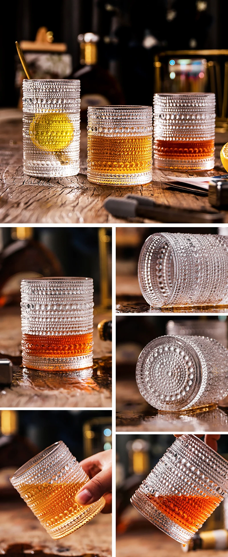 Home Bar Restaurant Retro Embossed Juice Drink Cup Ribbed Glass Tea Cup ...