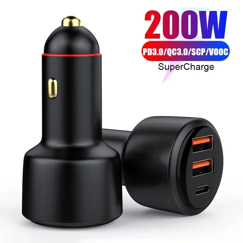 200W Car Charger with USB Type C Port QC3.0 Fast Charging for 9V/2A ...