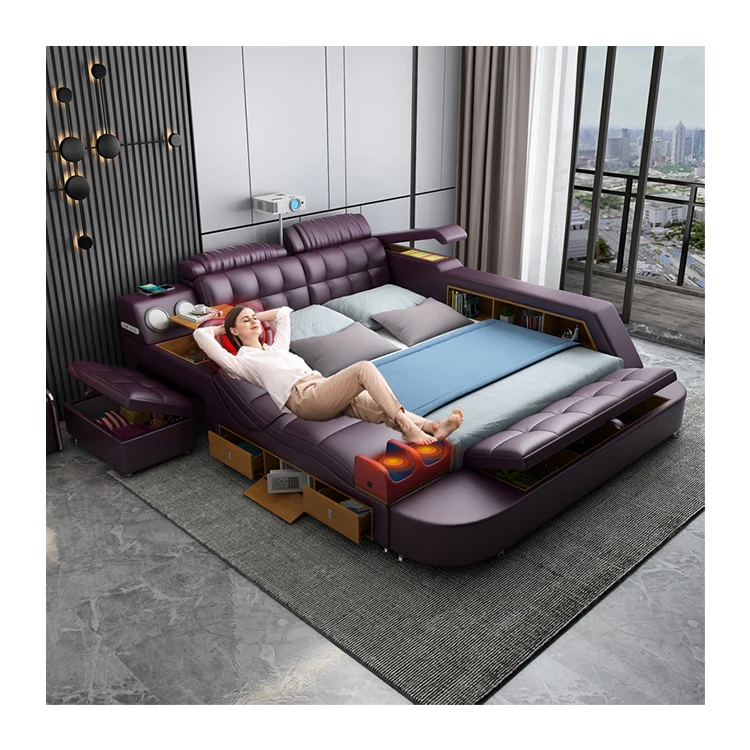 Luxury New Modern Simple Bedroom Multi-functional Tatami Massage Skin ...