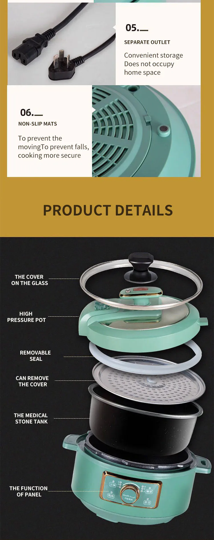 Home Appliance 3L Electrical Multi Cooker Multifunctional Hot Pot Soup ...