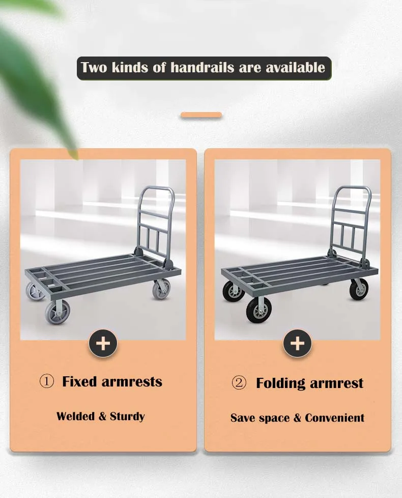 Cart Carts Handrail Trolley Hand Platform Trolleys Home Mute Portable ...