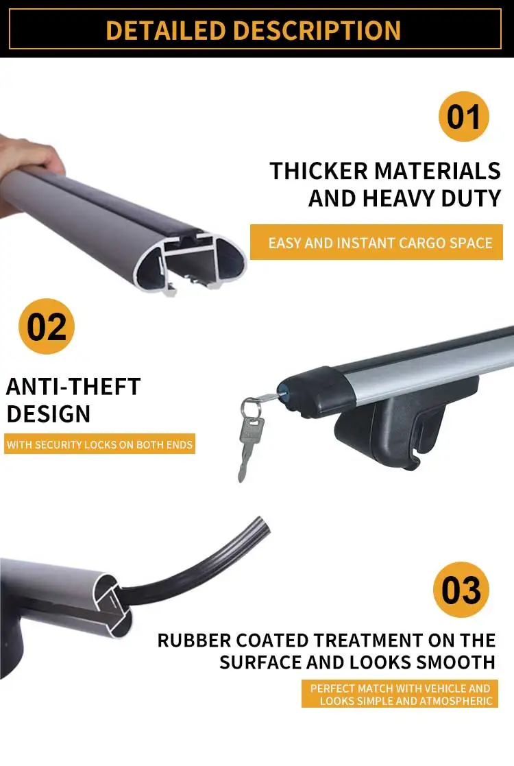 Roof Rack 4x4 Cross bar Exterior Accessory Aluminum Luggage Cross bar ...