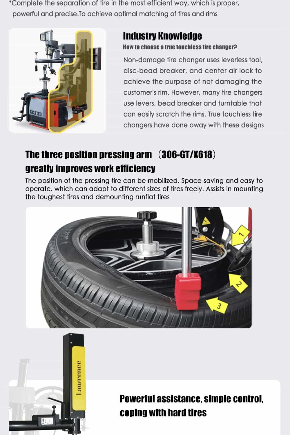 Touchless 2024 New Popular Fully Automatic Lever Free Tyre Changer ...