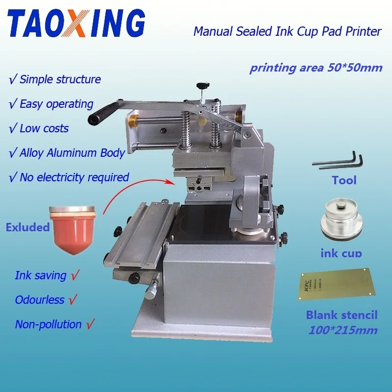 Mini Potable Tampo Printer Ink Cup Close System Rigidity Manual Pad ...