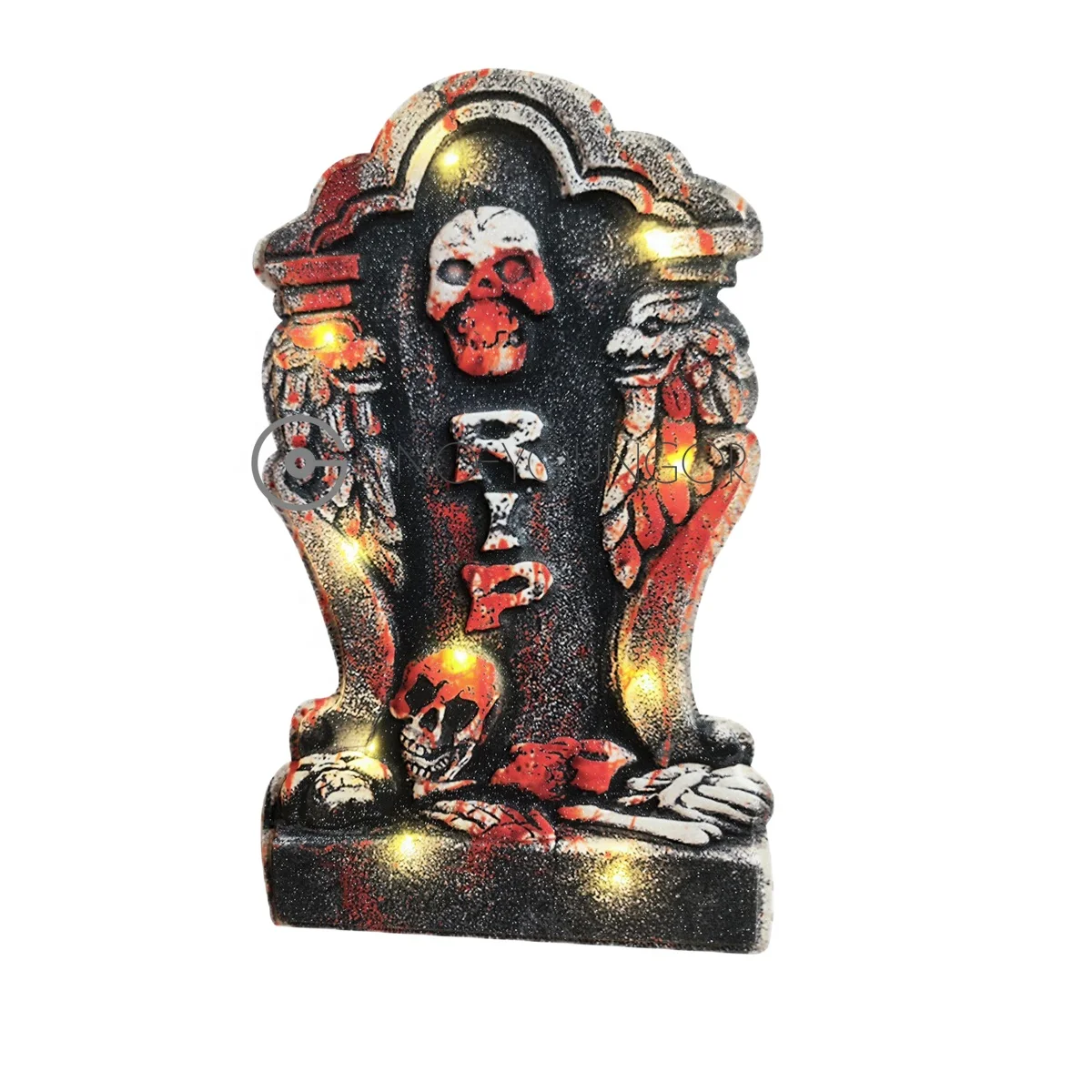 Spooky Rip Tombstone Skeleton With Led Glowing Light For Haunted House ...