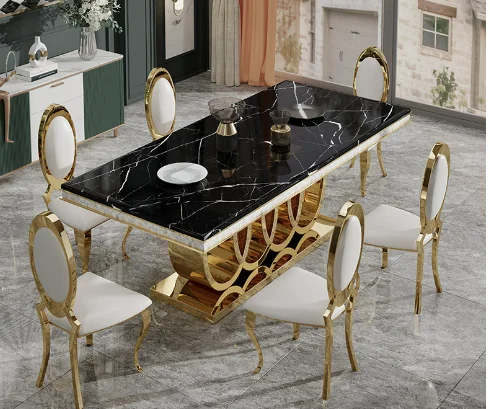 Luxury Marble Top Dining Table With Golden/sliver Stainless Steel Leg ...