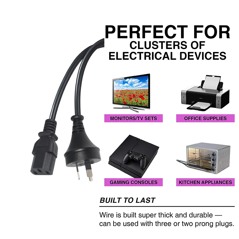 3 Pin AU Plug to IEC C13 Power Cable RoHS Compliance for Data Center ...