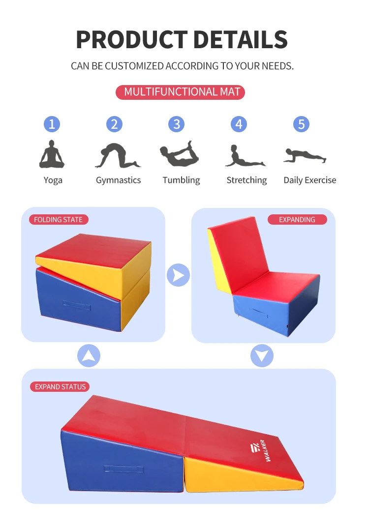 Custom Logo Folding Slope Gymnastics Tumbling Incline Wedge Mat Foam ...