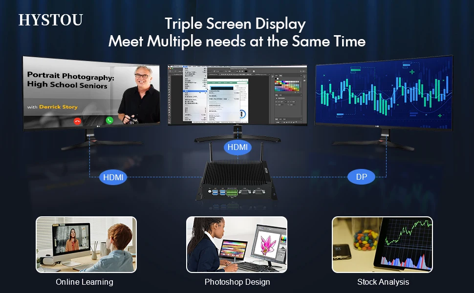 HYSTOU Industrial Mini PC - Fanless Desktop Micro Computer