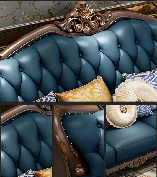 Modern Luxury European Sofa Set Furniture 1-3 Seat Sofa Royal Style Pu ...