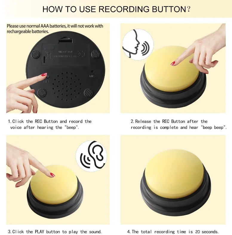 Recordable Dog Buttons with Stickers - Train & Communicate