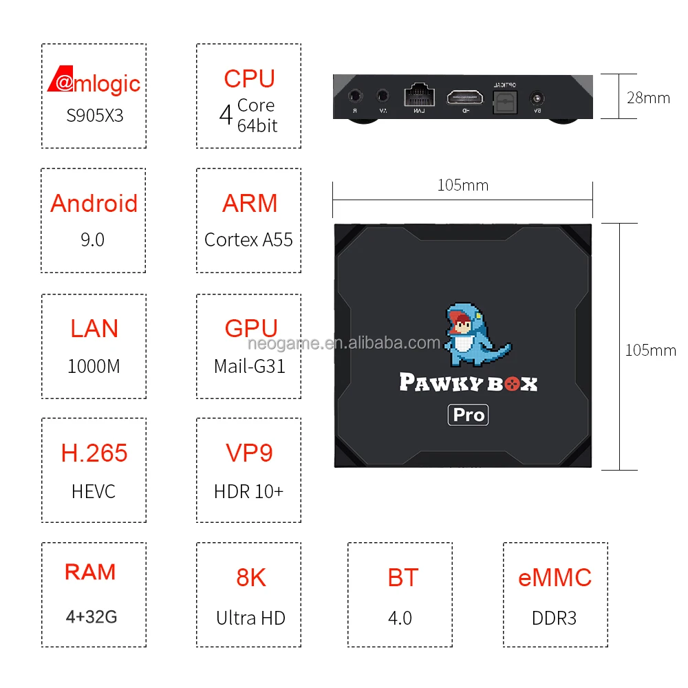 Pawky Box Pro 8k Hd Retro Video Game Console For Dc/ps1/n64/snes/psp ...