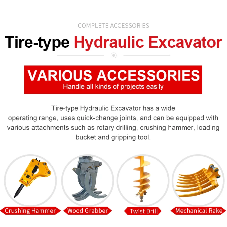 Digging Trenche Wheel Excavator Earth Moving Machinery Digger 6 Ton ...