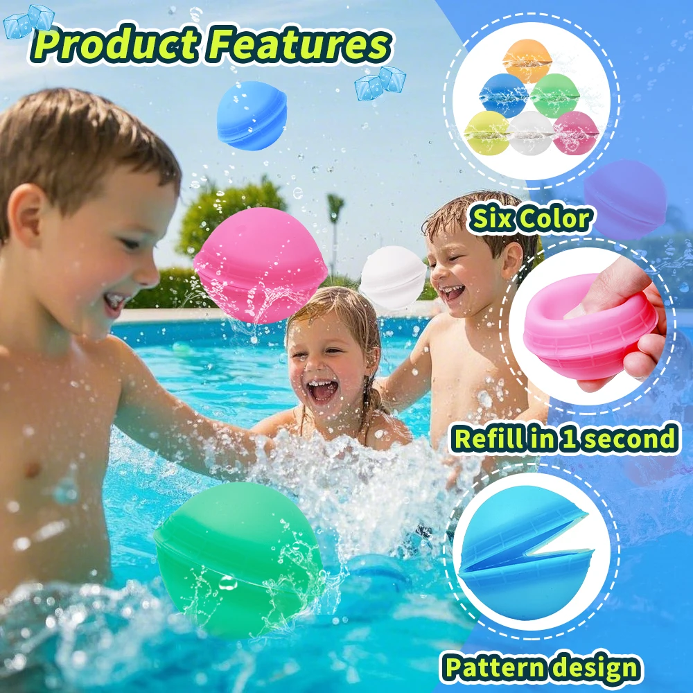 Reusable Silicone Water Balloon Self-Sealing Refillable Water Bombs for ...