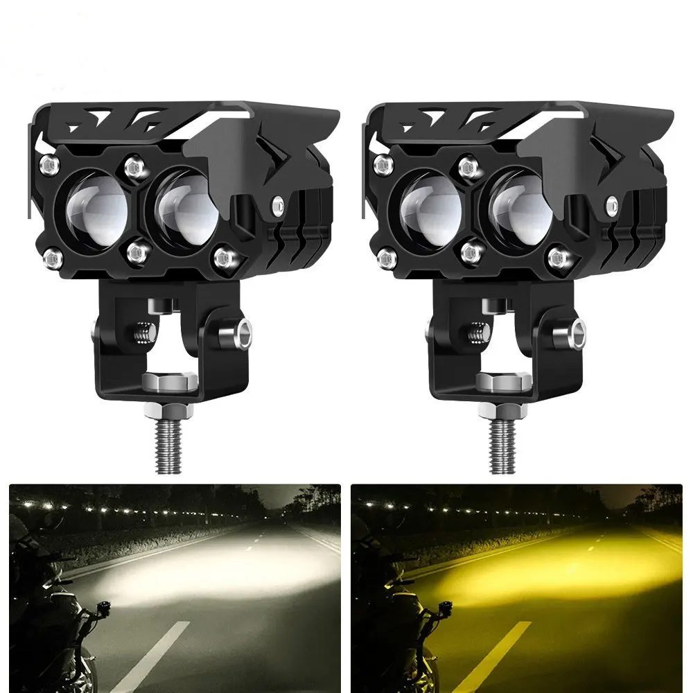 Motorcycle Led Spotlights Electric Vehicle Bicolor Lens External Work ...