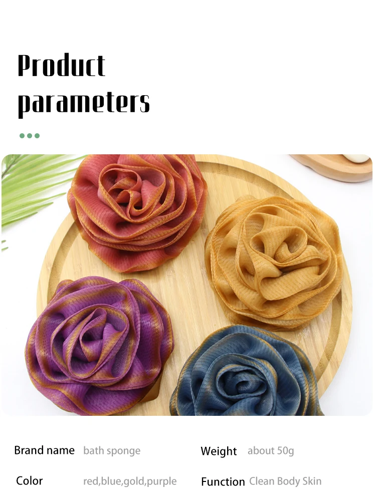 Soft Mesh Poufs Bath Loofah Rose Flower Shape Shower Puff Exfoliating ...