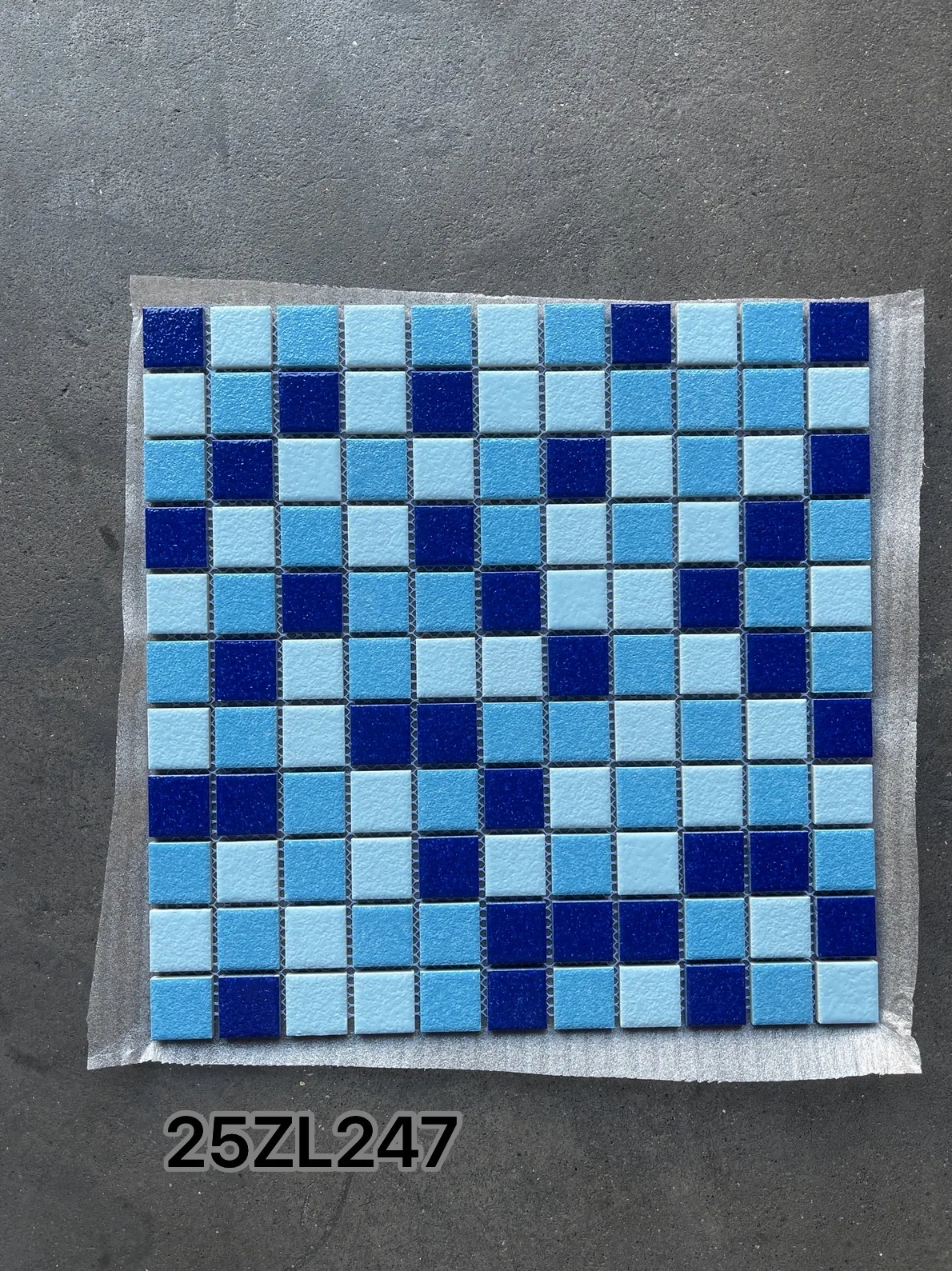 25x25 Solid Dark Sea Blue Arabesque Luminous Swimming Pool Tile Mosaic ...