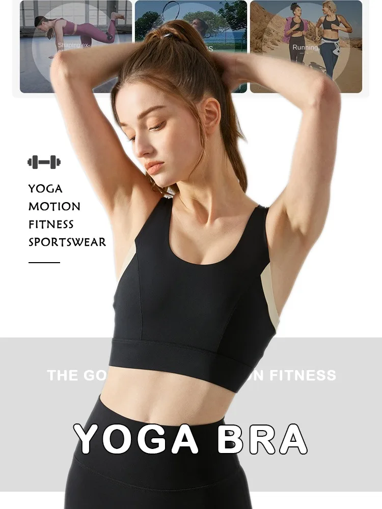 Girls Seamless Back Buckle Mix-color Sports Bra High Impact Shockproof ...