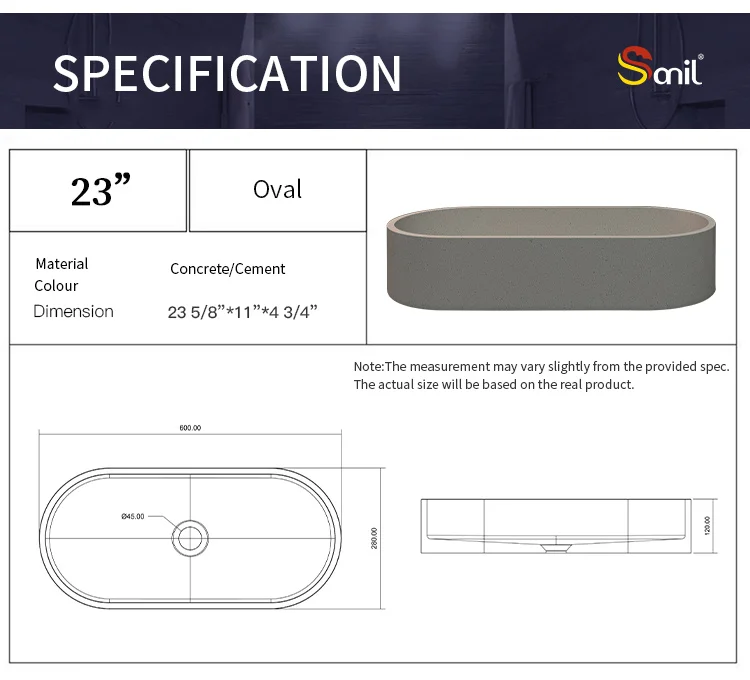 Italian Concrete Terrazzo Round Bathroom Sink - Countertop Ceramic ...