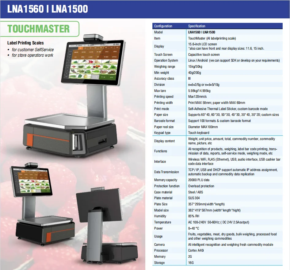 Smart Scale AI Scale Label Print Scale with AI Recognition Camera
