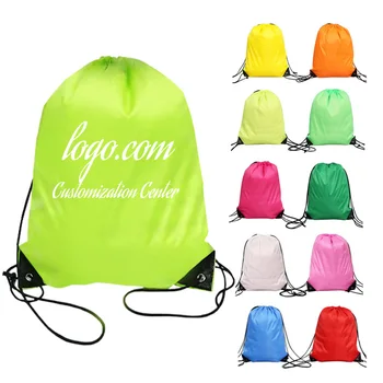 Custom Logo Nylon Draw String Bag Backpack Recycled Waterproof 210d ...