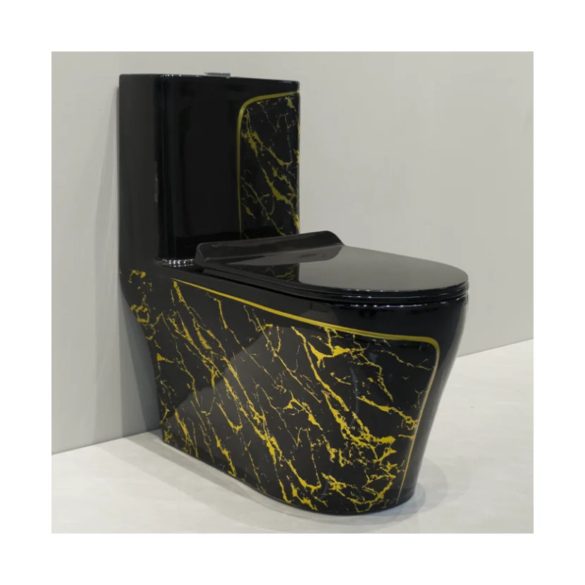 Marble Gold Design Pattern Black Good Quality Inodoro Bathroom Ceramic Siphonic Sanitary Ware ...