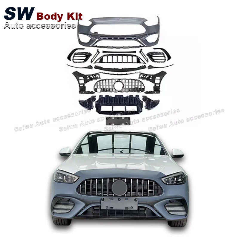 Sw C63 Amg Style Front Bumper For Mercedes-benz C-class W206 Upgrade ...