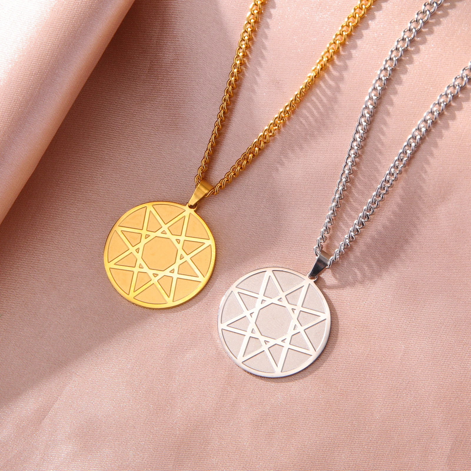 Vintage Octagram Star Pendant Necklace Stainless Steel Eight Pointed Stars Strength Protection Necklaces Amulet Jewelry Alibaba