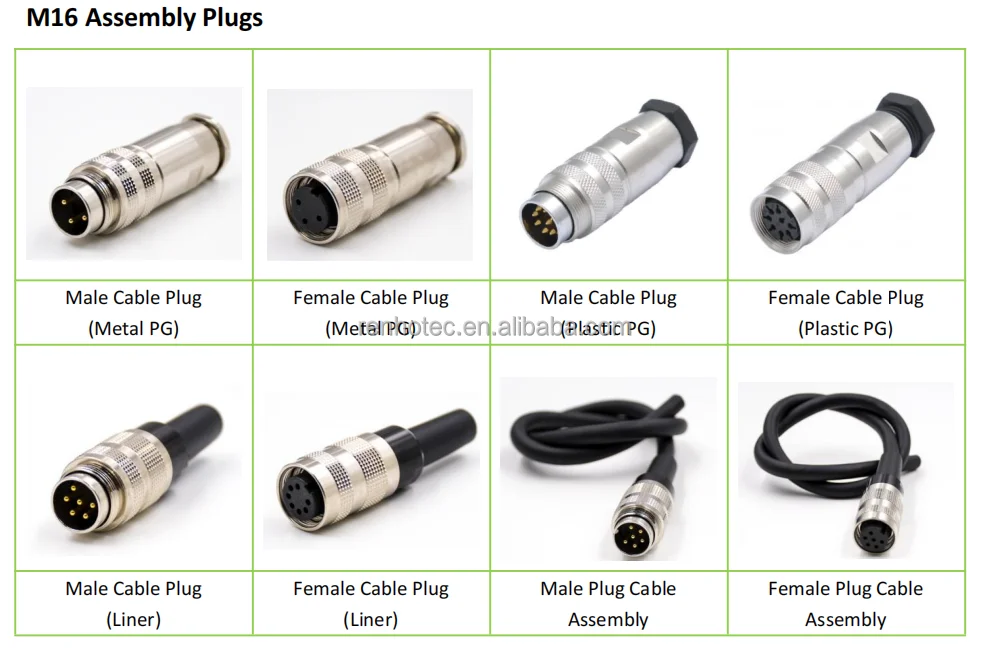 6 Pin Power Field Wireable - M16 Connection Miniature Ip40 Ip67 ...