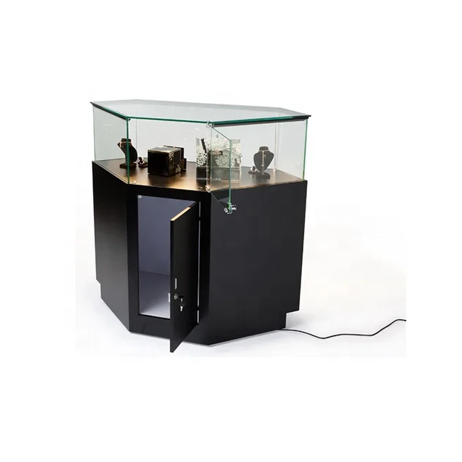 44" Quarter Vision Glass Led-lit Jewel Display Counter Corner Display ...