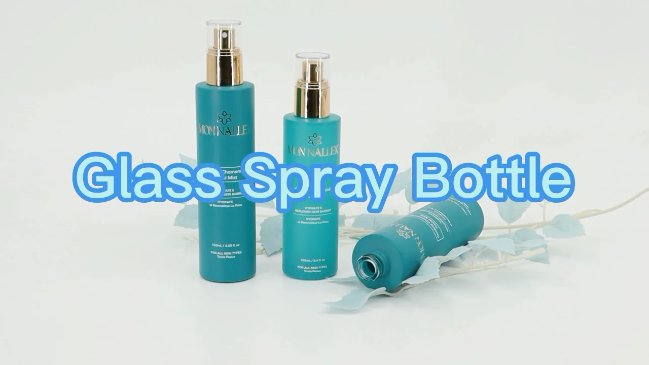 Premium Flat Shoulder Frosted Blue Glass Cosmetic Bottle 100ml 120ml ...