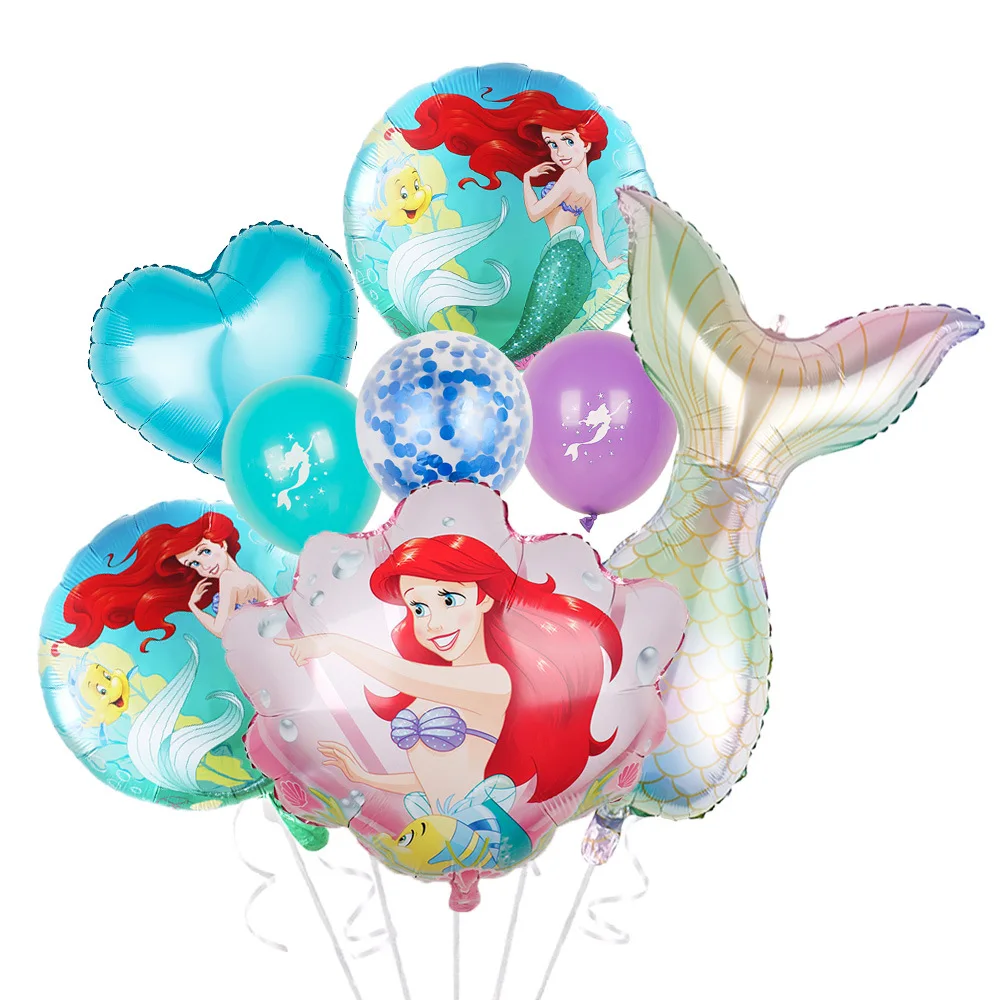 A-mazon Shell Mer-maid Birthday Balloon Set Fish Tail Cartoon Foil ...