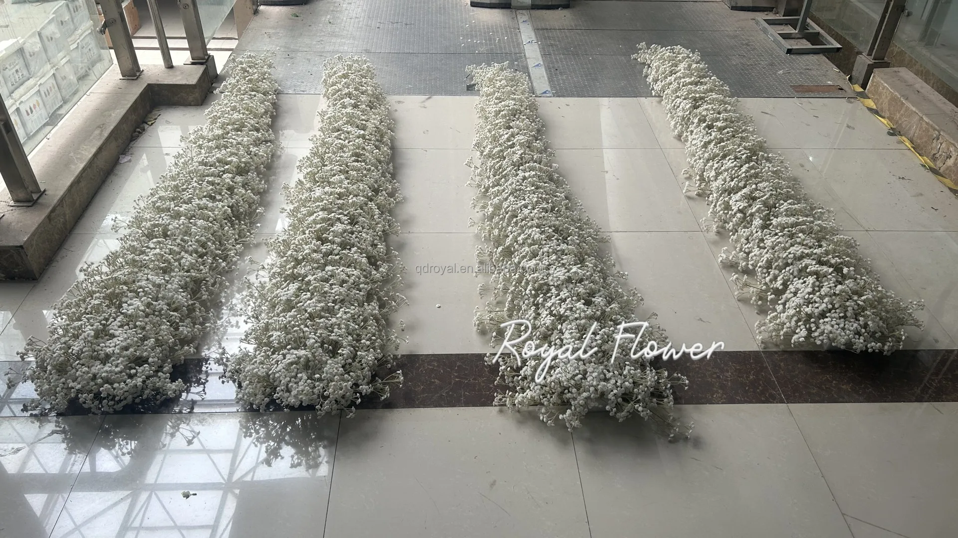 Customized Weddings Gypsophila Runner White Rose Baby Breath Floral ...