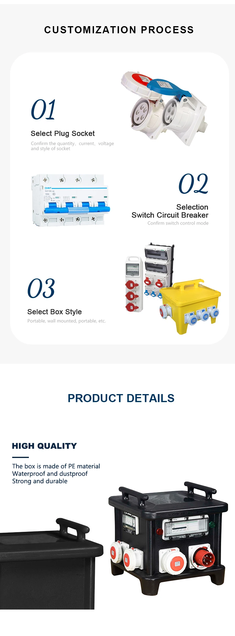 JH-Box Ip65 Waterproof Electrical Double Handle Floor Distribution Box ...