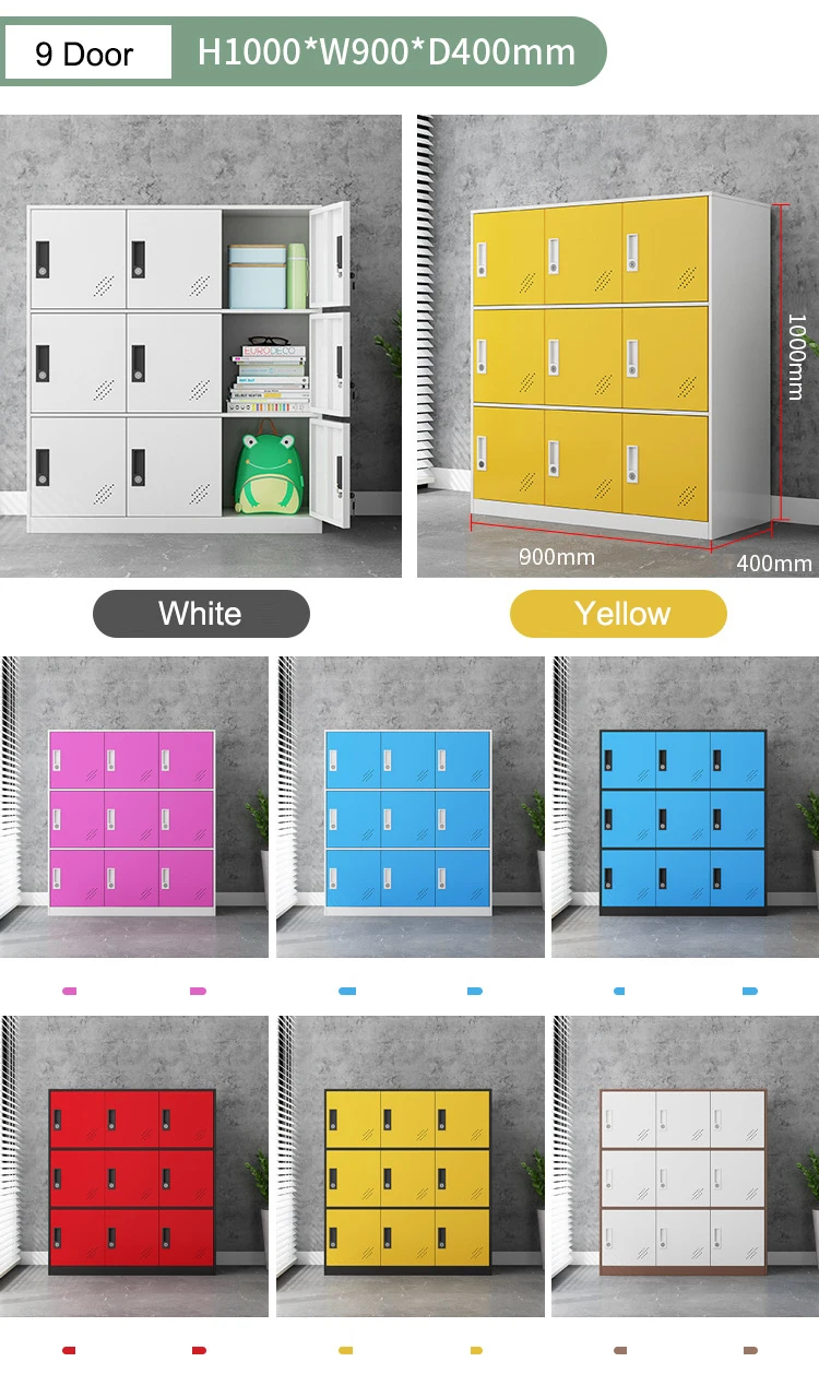 School Student Metal Storage Cabinet Low Height 9 Door Steel Classroom ...