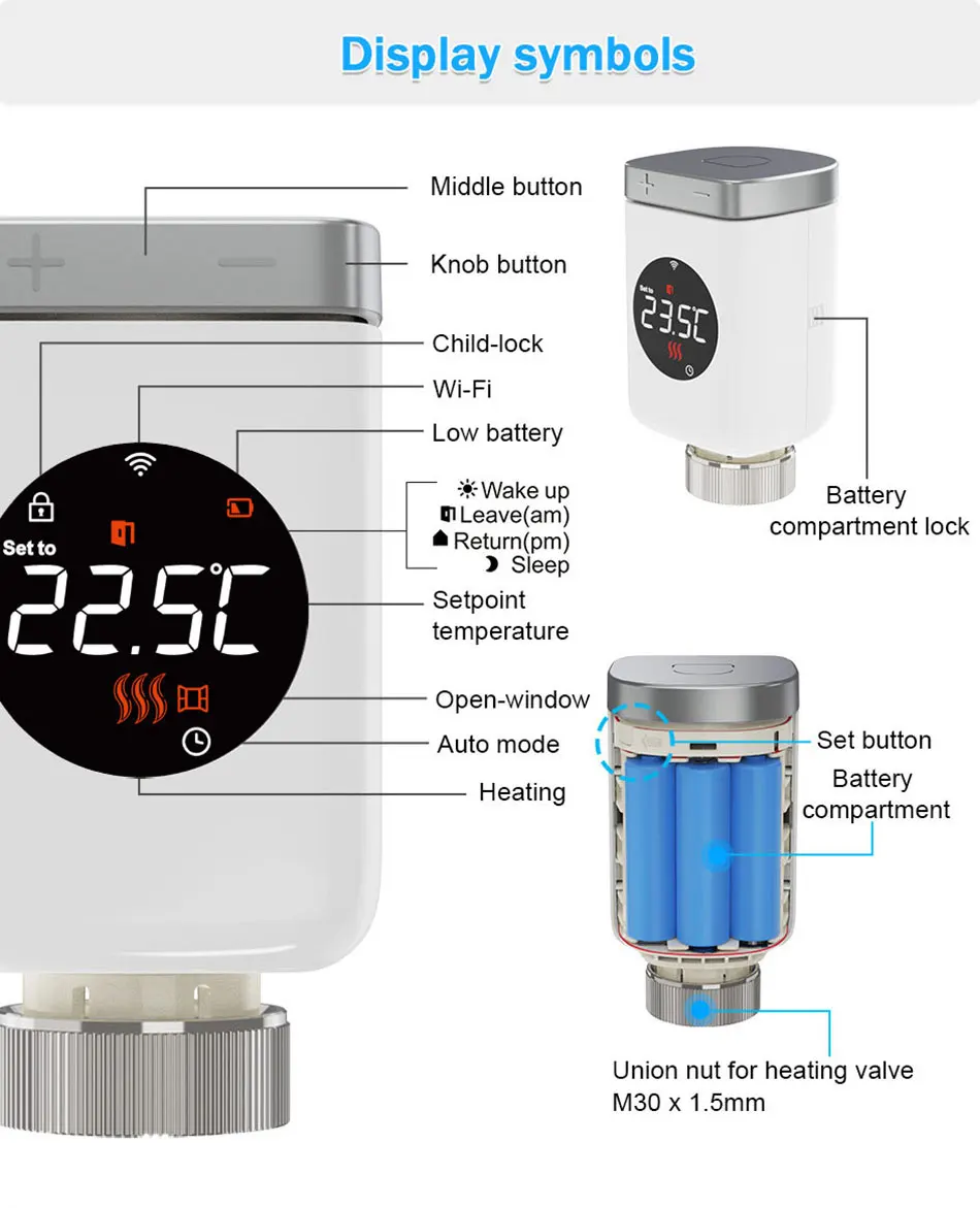 No Gateway Required Wi-fi Tuya Smart Trv Radiator Thermostatic Valve ...