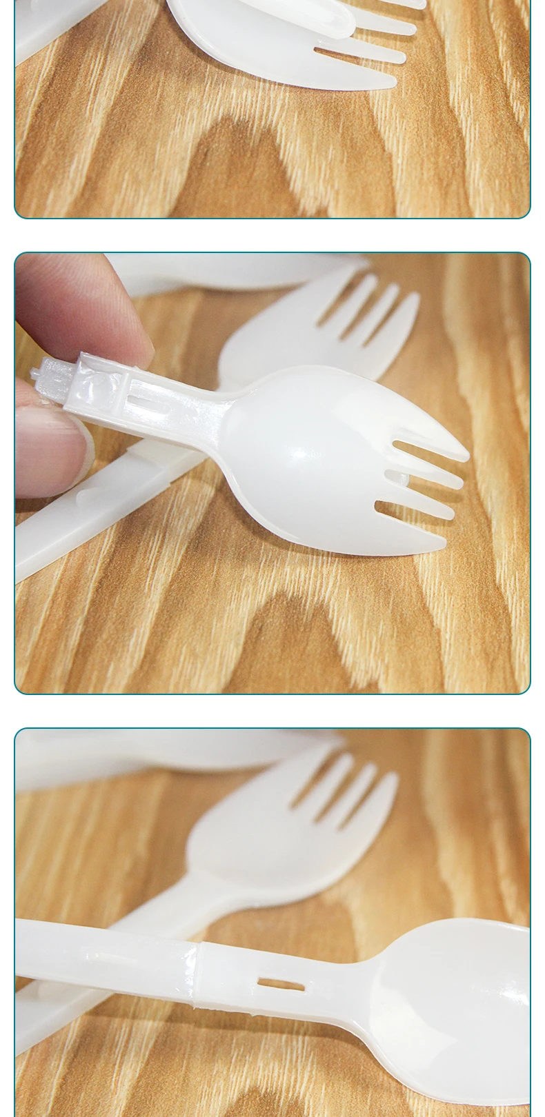 White Plastic Folding Spoon Individual Packing Disposable Folding Fork ...