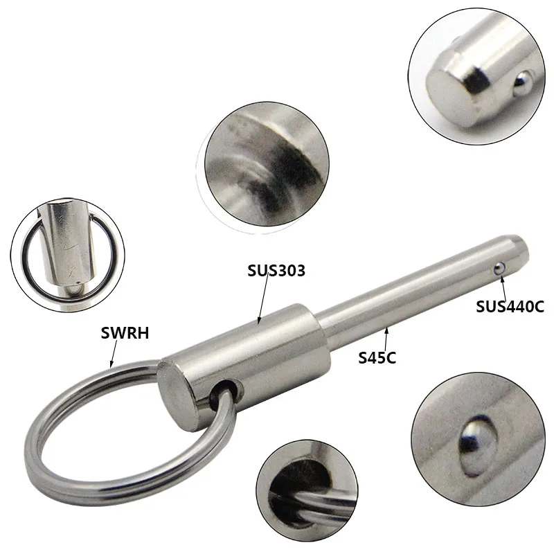 Spring Plunger Without Thread - Quick Release Locking Pin